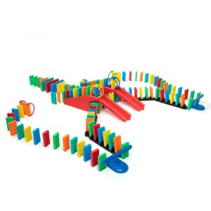 bulk dominoes kinetic domino kit | dominoes set, stem steam small toys, family games for kids, kids toys and games, building, toppling, chain reaction sets (143pc)