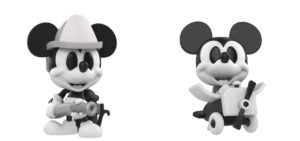 mini vinyl figure: disney - black and white firefighter and plane crazy mickey mouse 2 pack, fall convention exclusive