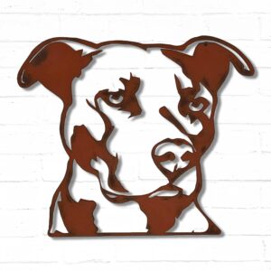 pit bull bust - metal wall art home decor - handmade - choose 17" or 23" - choose your patina color, and choose from different dog breeds! (see options) canine art