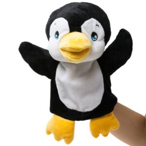 hollyhome plush zoo friends hand puppet animal puppet penguin for kids storytime 14 inches black