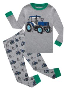 kikizye tractor baby boys long sleeve pajamas sets pants 100% cotton sleepwear infant size 12-18 mothes