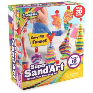 creative kids sand art activity kit for kids-10 sand art bottles &10 colored cool sand bags+glitter sand-create your own sand art-diy arts & crafts gifts for kids boys girls age 6+ packaging may vary