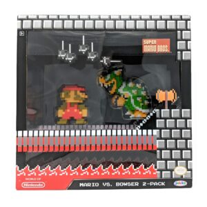 world of nintendo 2.5" 8-bit classic mario vs bowser action figure 2-pack