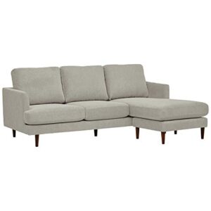 amazon brand – rivet goodwin modern reversible sectional sofa couch, 88.6"w, light grey