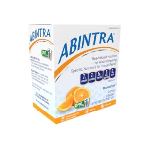 abintra specialized wound healing nutritional supplement includes l-arginine, l-glutamine, whey protein, vitamins and minerals, orange flavor, 6 packets, 27g each, made in the usa