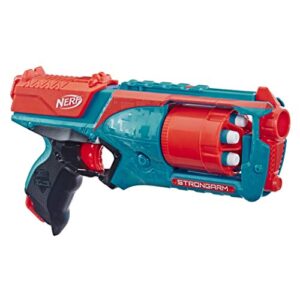 nerf elite strongarm, rotating barrel, slam fire, 6 darts, 8 year old boys & girls & up (amazon exclusive)