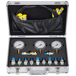 vevor hydraulic pressure test kit, 25/40/60mpa/11couplings, excavator parts hydraulic tester coupling hydraulic pressure gauge kit for excavator construction machinery