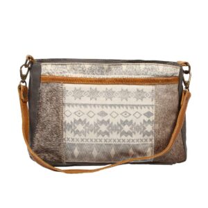 myra bag classical upcycled canvas & cowhide leather shoulder bag s-1222, one size for women