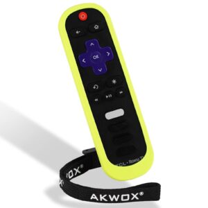 [2-pack] akwox replacement tcl roku rc280 remote case - light weight [anti slip] silicone shockproof protective cover case for roku 3600r / tcl roku rc280 tv remote with lanyard (green)