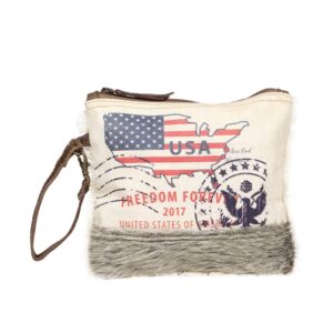 myra bag verge canvas & cowhide wristlet