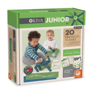 mindware keva junior - 20 easy-grip plank set for toddlers - made from washable, non-toxic & bpa-free, recycled materials