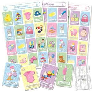 more fiesta baby shower bingo game in spanish, for 10 players