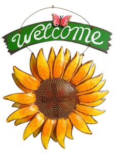 metal hanging sunflower welcome sign vintage sunflower butterfly hanging decor outdoor door wreath garden indoor wecome decoration