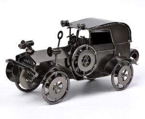 moyodor metal antique vintage car model qboso handcrafted collections collectible vehicle toys for bar or home decor decoration great birthday gift (black-silver, large