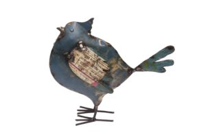 dekulture antique bird figurine: vintage metal sculpture, bird statues for collection, rustic home accents (9.5x1.5x9 inches)