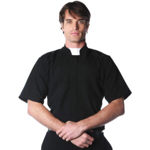 premium black polyester priest shirt for adults - 1 pc - perfect for clergy & costumes