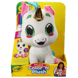 crayola 12" deluxe color ’n plush unicorn - draw, wash reuse