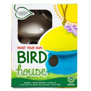 creative roots paint your own plaster bird house kit, ready-to-paint diy birdhouse activity, great spring & summer arts and crafts project, for kids ages 5, 6, 7, 8, 9