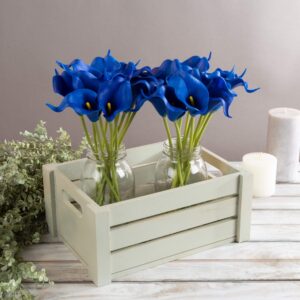 pure garden artificial calla-lily with stems - real touch fake flowers for home décor, wedding, bridal/baby shower, more- 24 pc set (royal blue)