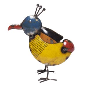 dekulture bird with crest figurine: handmade recycled iron, bird statues for living room, wildlife decor (9x4x10.5 inches)