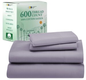 california design den 5-star hotel 600 thread count 100% cotton sheets set - soft & smooth queen sheet set with deep pockets, quality beats egyptian cotton claims (lavender)