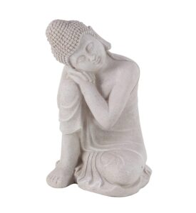 deco 79 magnesium oxide buddha decorative garden sculpture indoor outdoor meditating garden statue, outdoor sculpture 13" x 13" x 20", gray