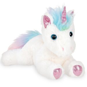 bearington lil' rainbow shimmers the white unicorn plush, 10 inch unicorn stuffed animal