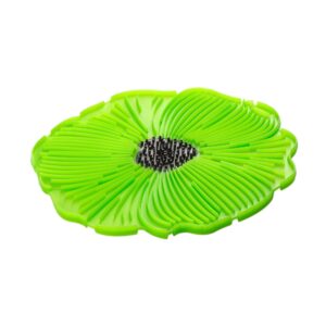 charles viancin - poppy pop food safe silicone trivet - 8''/20cm -withstands temperatures up to 220°c/428°f -bpa-free, plastic free, food-grade silicone -microwave and dishwasher safe - green parakeet