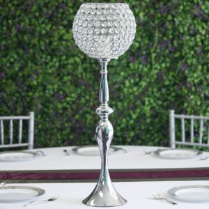 tableclothsfactory 30" silver acrylic crystal goblet candle holder flower ball centerpiece for wedding events decoration