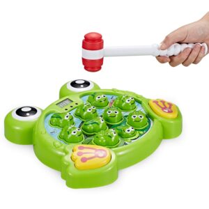 think gizmos whack a frog game - fun hammering interactive toy for boys & girls, learning, active, early developmental stem pounding toy for toddlers