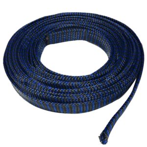 seismic audio - ebs38100blue- 100 feet blue/black 3/8" expandable woven cable sleeve tubing cord sock