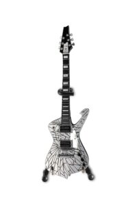 fan merch kiss paul stanley replica cracked mirror iceman miniature guitar model officially licensed