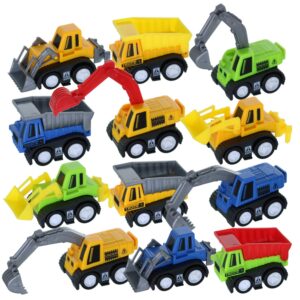 giftexpress 1dz mini pull back construction toy cars, educational preschool bulldoze excavator dump truck model kit for children toddlers kids, for boys party favors