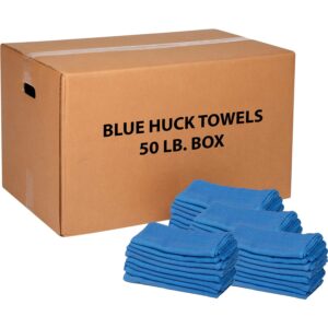 global industrial 50 lb. box 100% cotton huck towels, blue