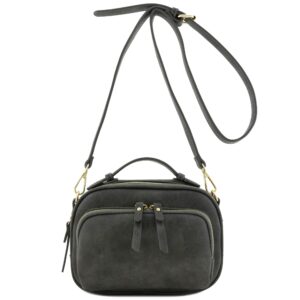 top handle mini satchel bag crossbody purse (charcoal grey)