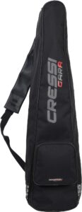 cressi roomy bag for freediving fins - strong resistant material - front pocket - adjustable shoulder strap - zipper closure - designed in italy,black