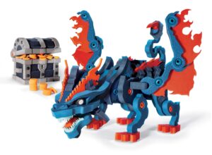 bloco toys treasure keeper dragon | stem toy | diy building construction set (240 pieces), grey, blue, orange