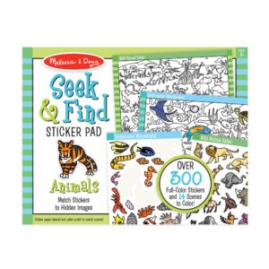 melissa & doug seek and find sticker pad, animals (300+ stickers, 14 scenes to color) - fsc certified