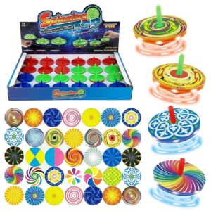 24 pcs light up mini spinning tops led hand spinners toys with colorful diy stickers design your own - novelty bulk stocking stuffers party favors