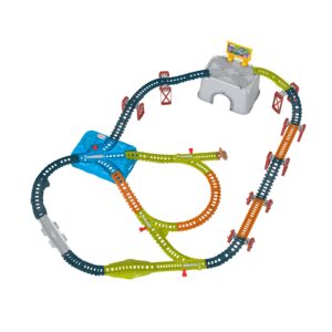 thomas & friends toy train set trackmaster builder bucket, 25 track pieces in a storage container for preschool pretend play kids ages 3+ years