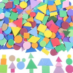 1000 pieces foam shape stickers self adhesive foam stickers felt stickers shapes for kids crafts mini geometric shape stickers preschool stickers assorted colors (circle, square, triangle)