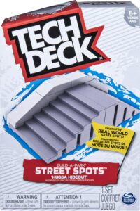 tech deck, build-a-park street spots, hubba hideout, ramps boards and bikes, multicolored