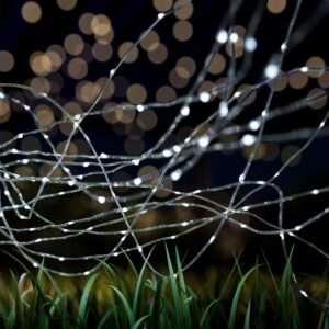 home pure garden outdoor starry string solar powered cool white fairy 100 led 8 lighting modes for patio, backyard, events