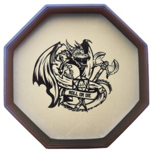 fantasydice - roll or die- dice tray - 11.5" octagon - for dice, board games, tabletop rpgs like d&d (dnd) 3.5 and 5e, call of cthulhu, pathfinder,shadowrun and other roleplaying games