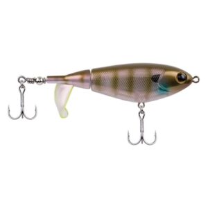 berkley choppo topwater fishing lure, ghost bluegill, size 90, cupped propeller tail for balance of sound and spray, equipped with sharp fusion19™ hook