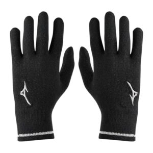 mizuno standard breath thermo knit gloves, black, large-x-large