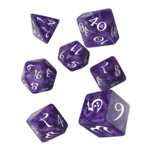 q workshop classic lavender & white rpg ornamented dice set 7 polyhedral pieces