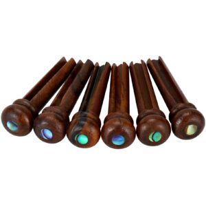 blisstime 6pcs rosewood guitar bridge pins inlaid abalone dot acoustic guitar replacement parts