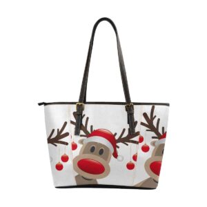 interestprint womens handbags ladies purses shoulder bags tote bag reindeer red nose hang christmas balls