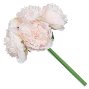 royal imports peony flowers vintage artificial silk 5 single stems for bouquet, home decoration, wedding centerpiece, wreaths, floral arrangements (5 stems, light pink)